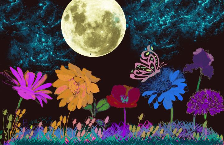 Moonlight Gardening - Rene's Gifts - Digital Art & AI, Flowers, Plants ...