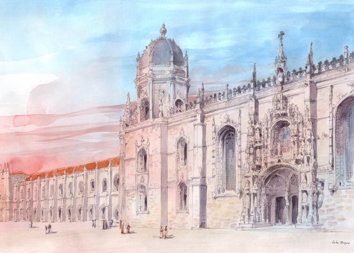 Jerónimos Monastery Watercolor - Tfantasy - Paintings & Prints ...