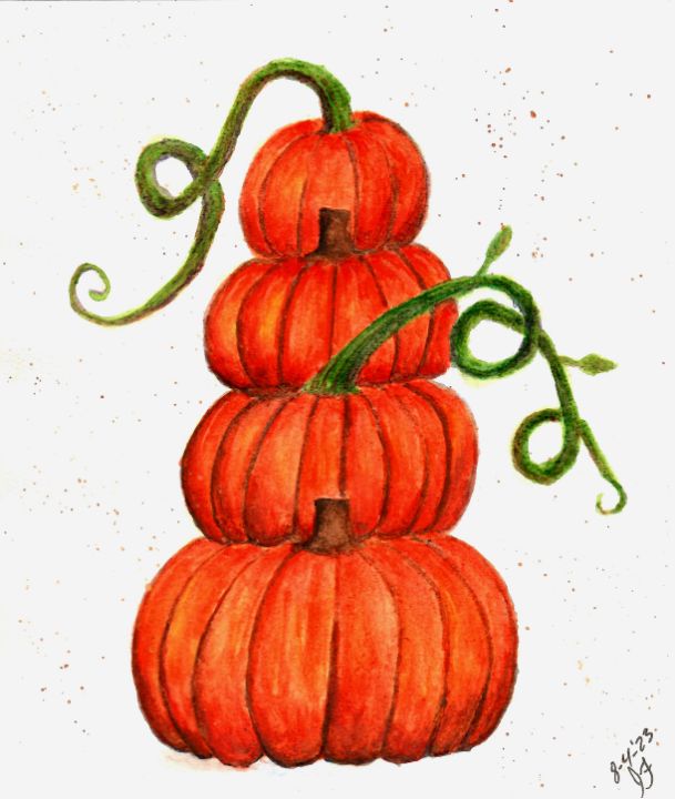 The Pumpkin Stack - QueerArtista - Paintings & Prints, Holidays ...