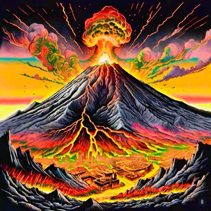 Erupting Volcano - Designs By Nimros - Digital Art & AI, Landscapes ...