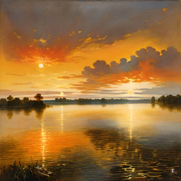 On Golden Pond - Designs By Nimros - Digital Art & AI, Landscapes ...