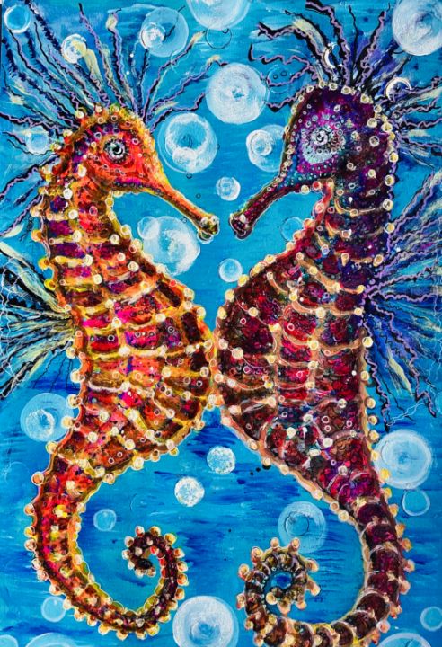 Two sea horses lovers - Rubilucy - Paintings & Prints, Animals, Birds ...