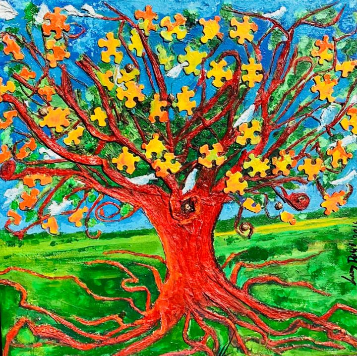 Next tree with puzzle pieces Abstrac - Rubilucy - Paintings & Prints ...