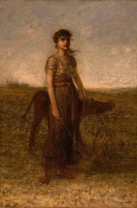 George Fuller~Girl and Calf (Led Thr - Treasury Classic - Paintings ...