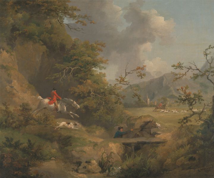 George Moran~Foxhunting in Hilly Cou - Treasury Classic - Paintings ...
