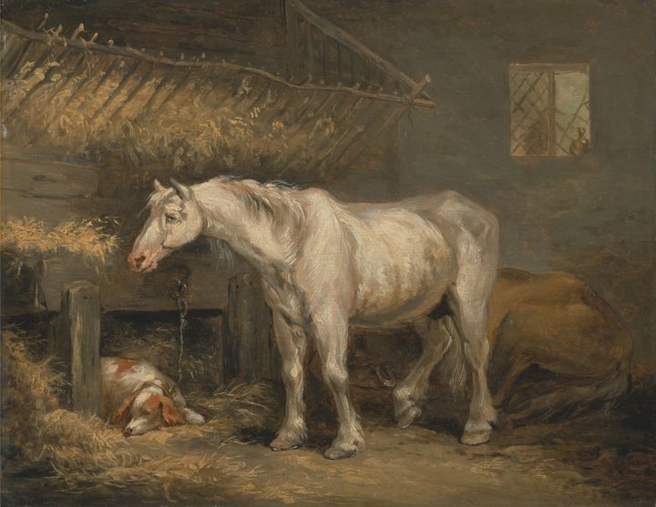 George Moran~Old horses with a dog i - Treasury Classic - Paintings ...