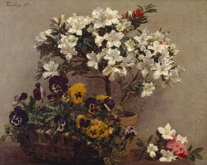 Henri Fantin-Latour~Azalea and Pansi - Treasury Classic - Paintings ...