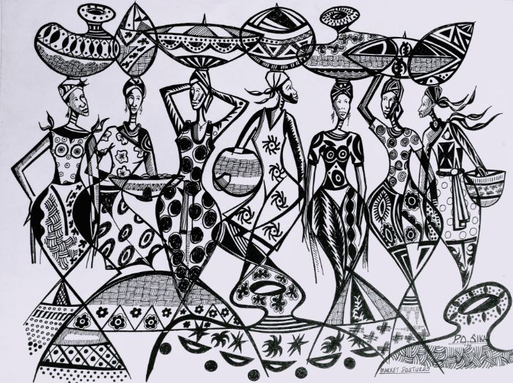 MARKET POSTURES - P.O. SIKA - Drawings & Illustration, People & Figures ...
