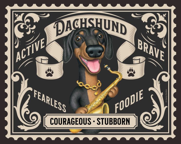 Cute Doxie Dachshund and Saxophone - Danny Gordon Art - Drawings ...