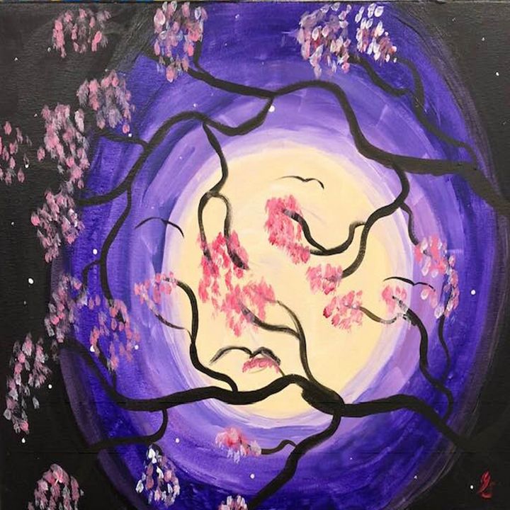 Purple Moon - Art By Yvonne Sewell - Paintings & Prints, Flowers ...