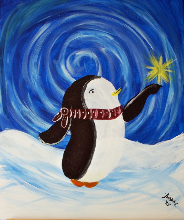 Christmas Penguin - Art By Yvonne Sewell - Paintings & Prints, Animals ...