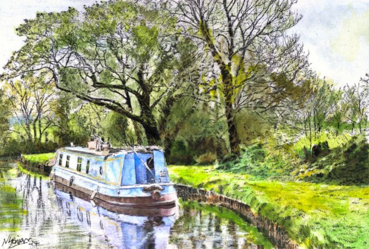 Narrowboat on Lancaster Canal - Nigel Senior - Paintings & Prints ...