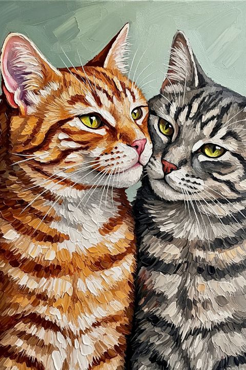 Cats in love - Art by Vla.S. - Paintings & Prints, Animals, Birds ...