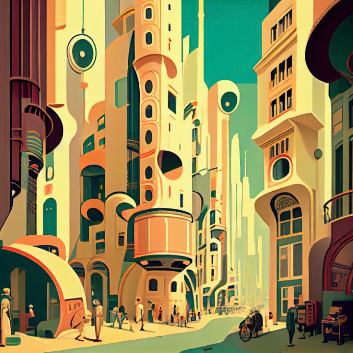 Surreal city in pastel tones - CreativAity - Drawings & Illustration ...