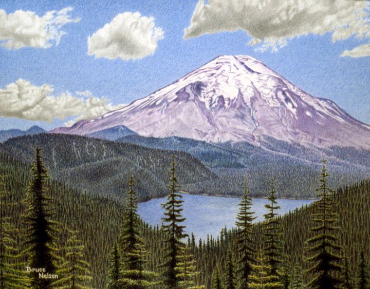 Mt. Saint Helens & Spirit Lake - Bruce J. Nelson Art - Paintings ...