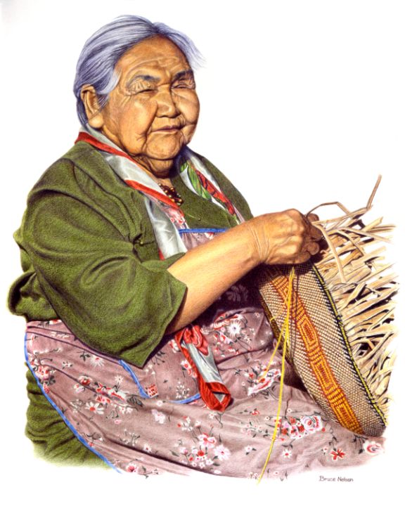 Basket Maker - Skokomish - Bruce J. Nelson Art - Paintings & Prints ...