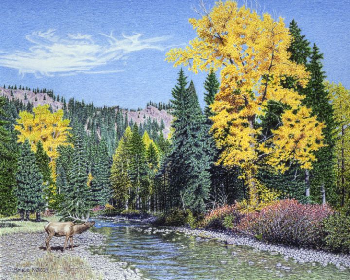 East Cascade Autumn - Bruce J. Nelson Art - Paintings & Prints ...