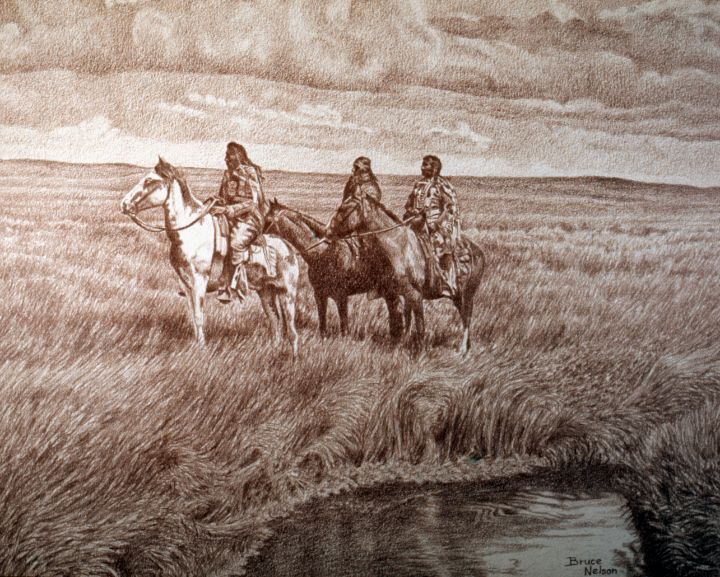 The Three Chiefs - Piegan - Bruce J. Nelson Art - Paintings & Prints ...