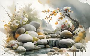 Watercolor Zen Garden Painting - TopArtDigital - Paintings & Prints ...