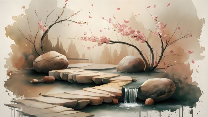 Winding Stone Path Watercolor - TopArtDigital - Paintings & Prints ...