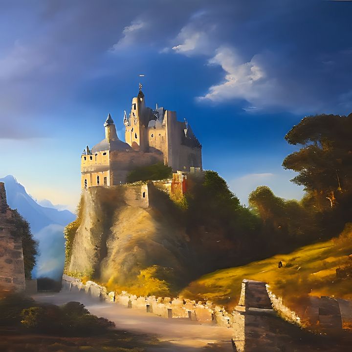 Hill Top Castle - Vizion5 - Drawings & Illustration, Fantasy & Mythology, Dreamscapes - ArtPal