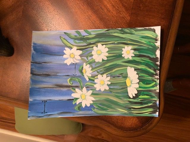 Sweet Daisies against blue wall - Kathi Jacobs Fodor - Paintings ...