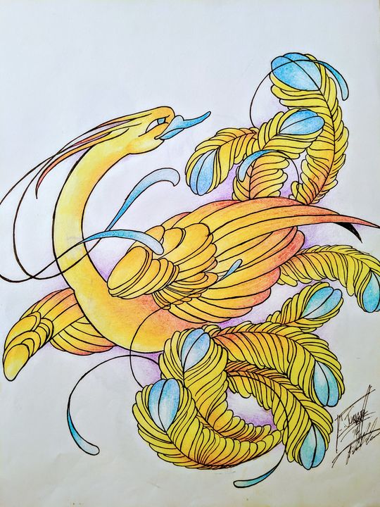 "Phoenix Lover" - MufasaPrintsArts - Drawings & Illustration, Fantasy ...