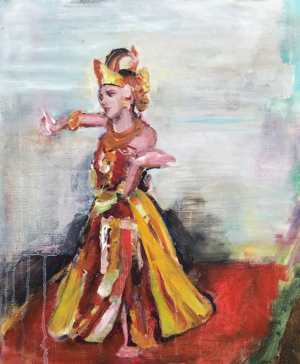 Balinese Dancer in Yellow and Red - Andrew Storey - Paintings & Prints ...