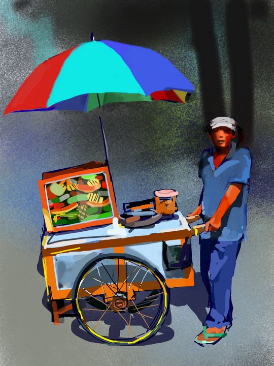 Street Seller in Indonesia - Andrew Storey - Paintings & Prints, Places ...
