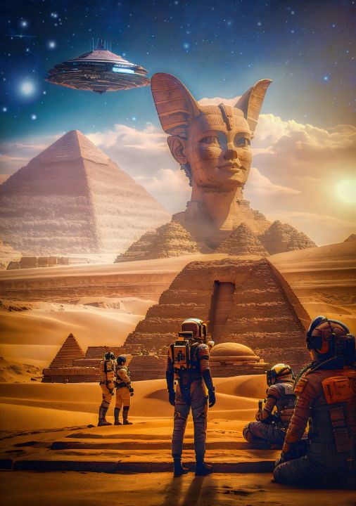 Ancient Astronauts admired the Sphin - Micah Offman Art - Digital Art ...