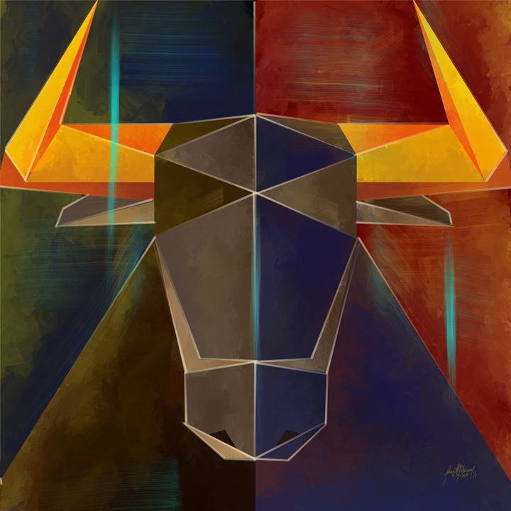 Geometric Bull 1 - Jaime Betancur - Digital Art & AI, Animals, Birds ...