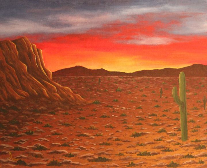 Arizona Sunset - KJ Burk Fine Art - Paintings & Prints, Landscapes ...