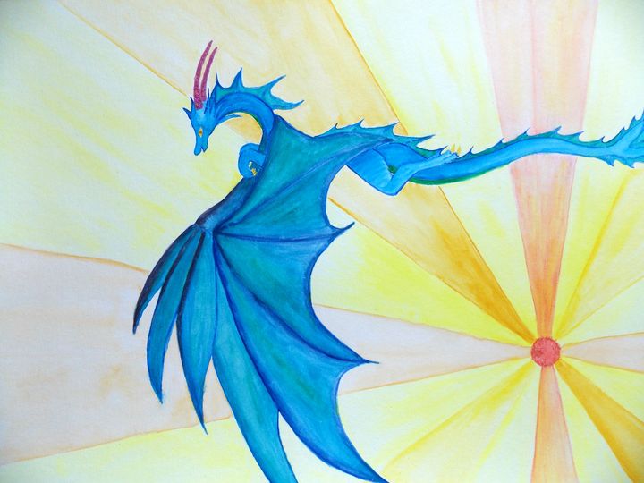 Flying Blue Dragon - Creation Temple - Paintings & Prints, Fantasy ...