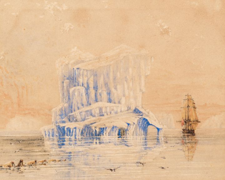 HMS Terror off a spectacular iceberg - Great Art Library - Paintings ...