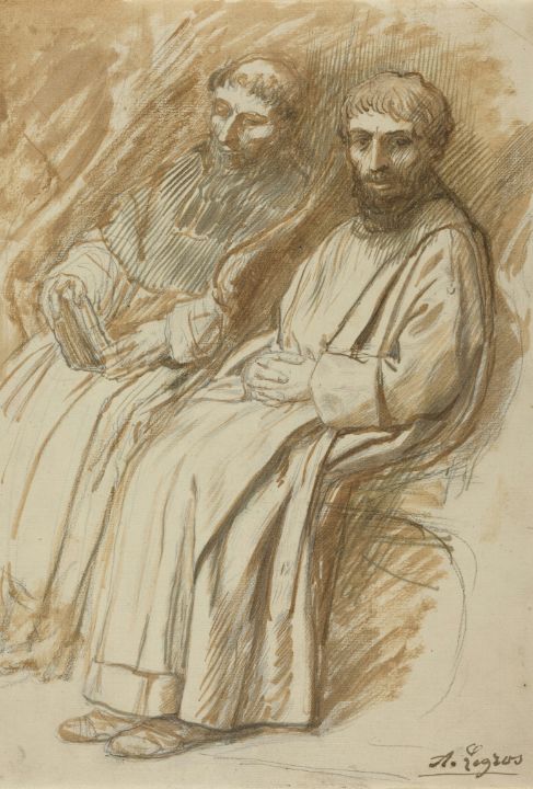 Two Monks Seated in a Church - Great Art Library - Paintings & Prints ...