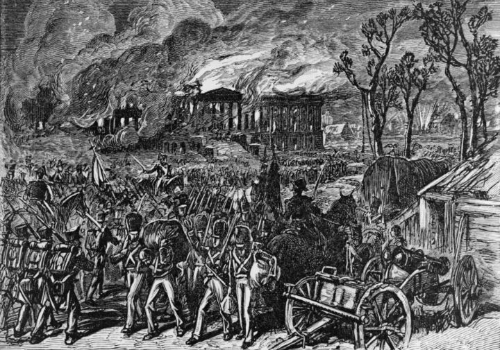 Capture and burning of Washington by - Great Art Library - Paintings ...