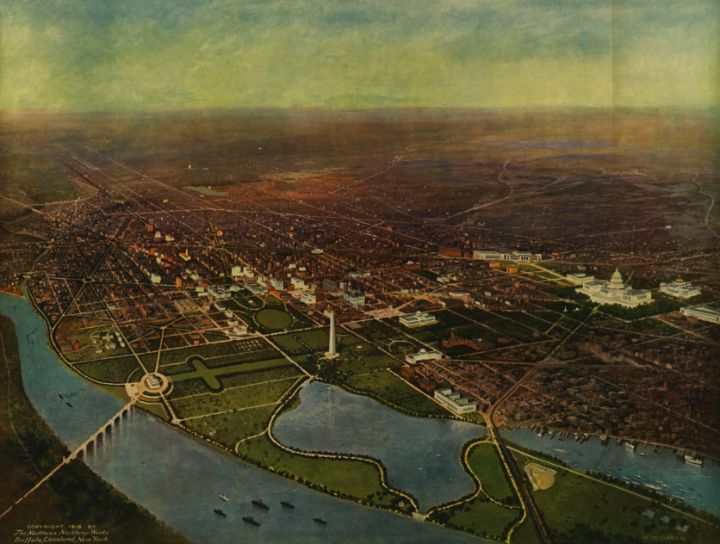 Bird's-eye view of Washington D C - - Great Art Library - Paintings ...