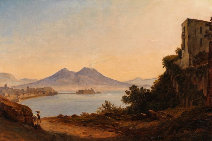 The Bay of Naples with Vesuvius and - Great Art Library - Paintings ...