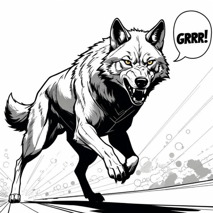 Growling Cartoon Wolf - RebelPaintBrush - Digital Art & AI, Animals ...