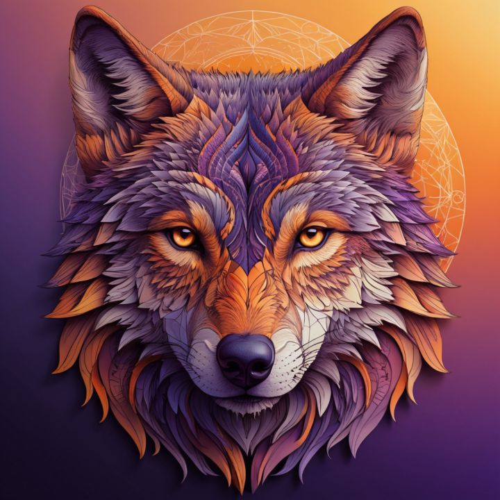 Vibrant Geometric Wolf Portrait - RebelPaintBrush - Digital Art & AI ...