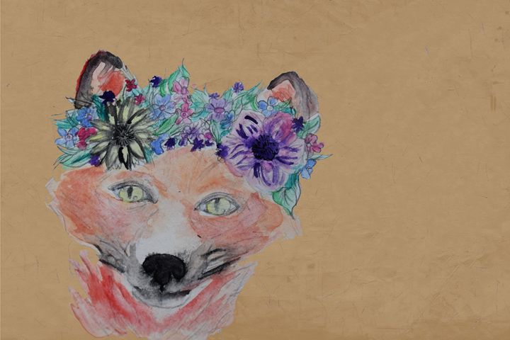 Flower Crown Fox - TeaTimeForMe - Paintings & Prints, Animals, Birds ...