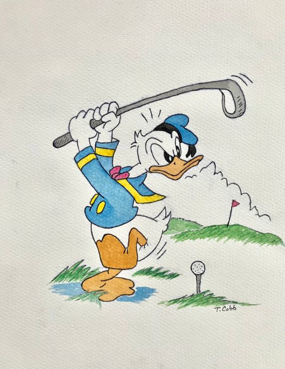 Golfing Donald Duck - Art by Terry - Paintings & Prints, Humor & Satire ...