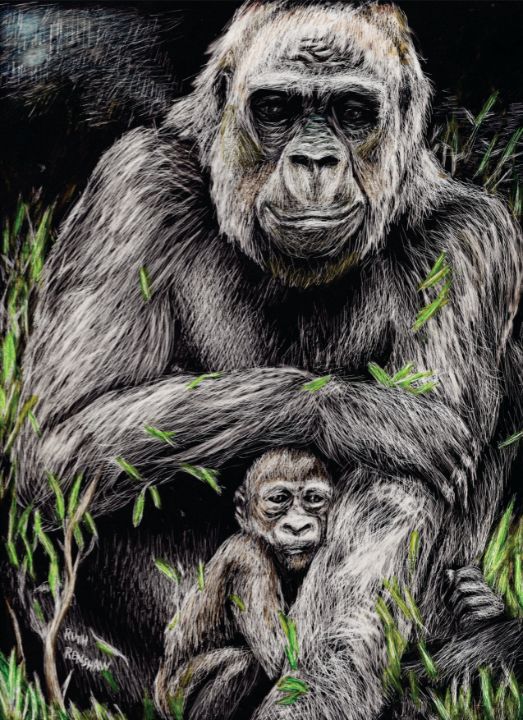 Moma's Child - Ruth Renshaw - Drawings & Illustration, Animals, Birds ...