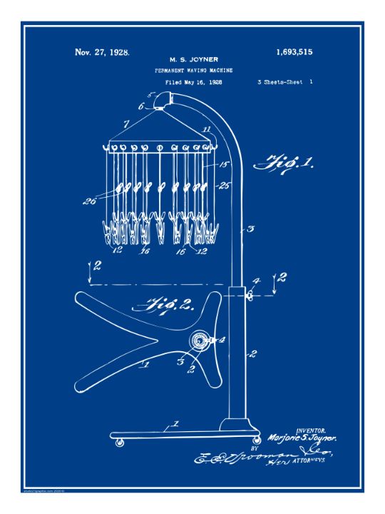 1928 Permanent Waving Machine Patent - Studio21Graphix - Digital Art ...