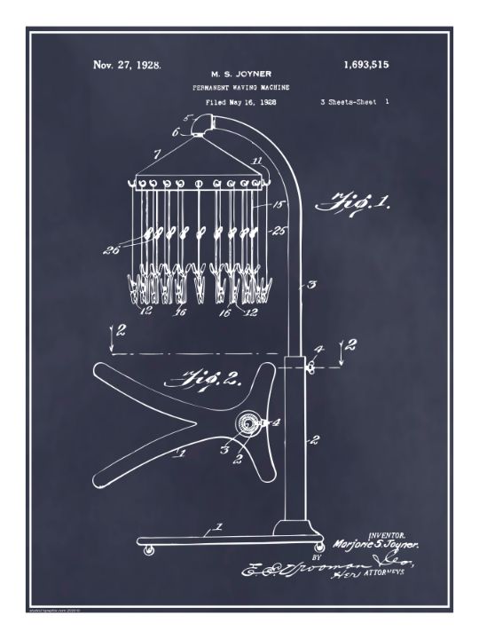 1928 Permanent Waving Machine Patent - Studio21Graphix - Digital Art ...