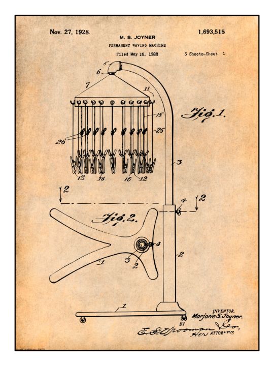 1928 Permanent Waving Machine Patent - Studio21Graphix - Digital Art ...