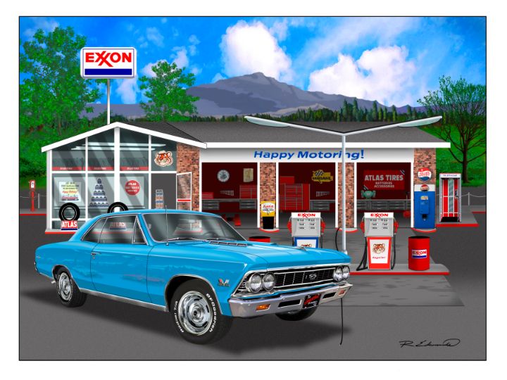 1966 Chevelle SS Exxon Car Art Print - Studio21Graphix - Digital Art ...