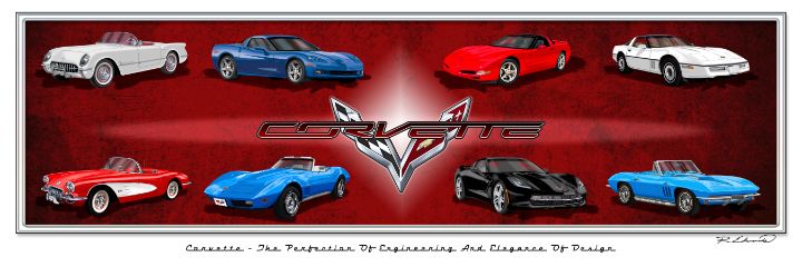 Corvette Generations Car Art Print - Studio21Graphix - Digital Art ...