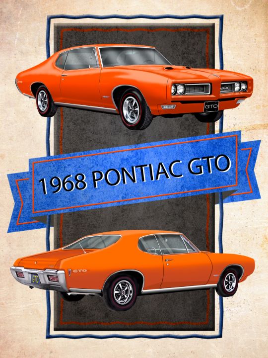 1968 Pontiac GTO Car Art Print - Studio21Graphix - Digital Art & AI ...