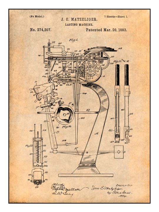 1883 Lasting Machine Patent Print - Studio21Graphix - Digital Art & AI ...